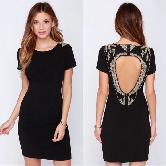 Lulus | Dresses | Lulus Window Shopping Black Beaded Open Back Dress ...